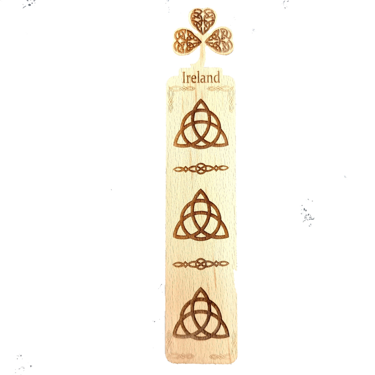 Wooden Irish Bookmark With Shamrock & Celtic Knot – Siopa An Carn